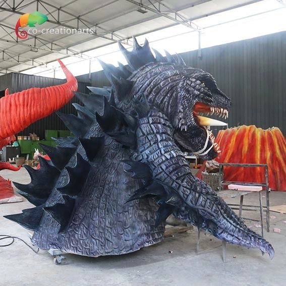 Customized Outdoor Animatronic Godzilla Monster Volcano For Amusement Park