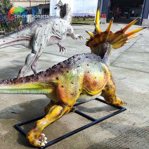 110VAC Fiberglass Animatronic Life Size Dinosaur Statues Styracosaurus Model